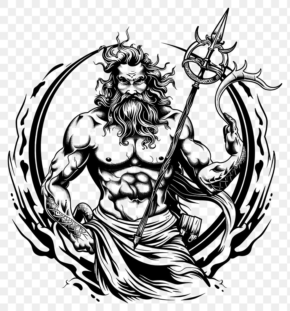 PNG Neptune tattoo flat illustration | Free PNG - rawpixel