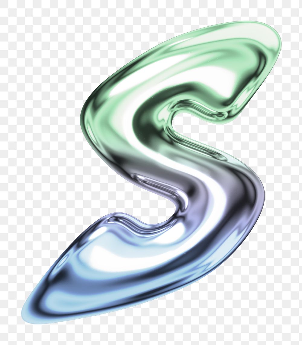 Letter S png holographic fluid | Premium PNG - rawpixel
