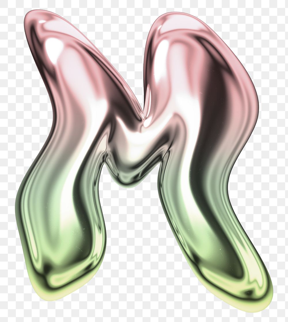 Letter M png holographic fluid | Free PNG - rawpixel