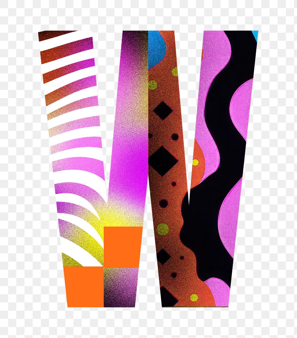 Letter W png funky abstract | Free PNG - rawpixel