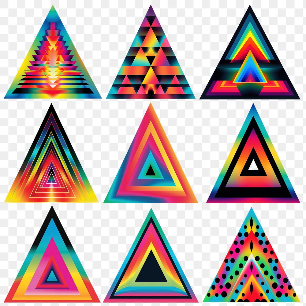 Abstract psychedelic triangle shape png | Free PNG - rawpixel