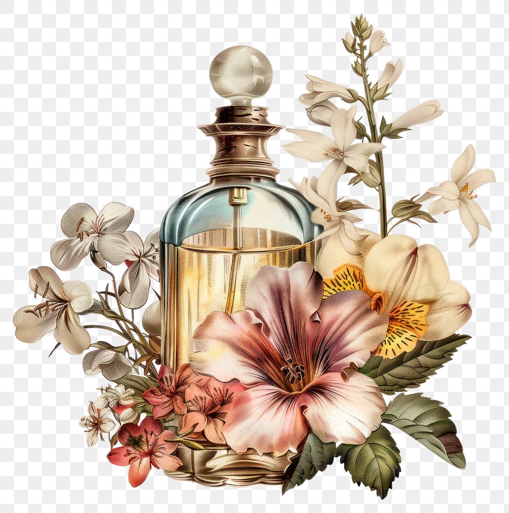 PNG Elegant floral perfume illustration | Free PNG - rawpixel