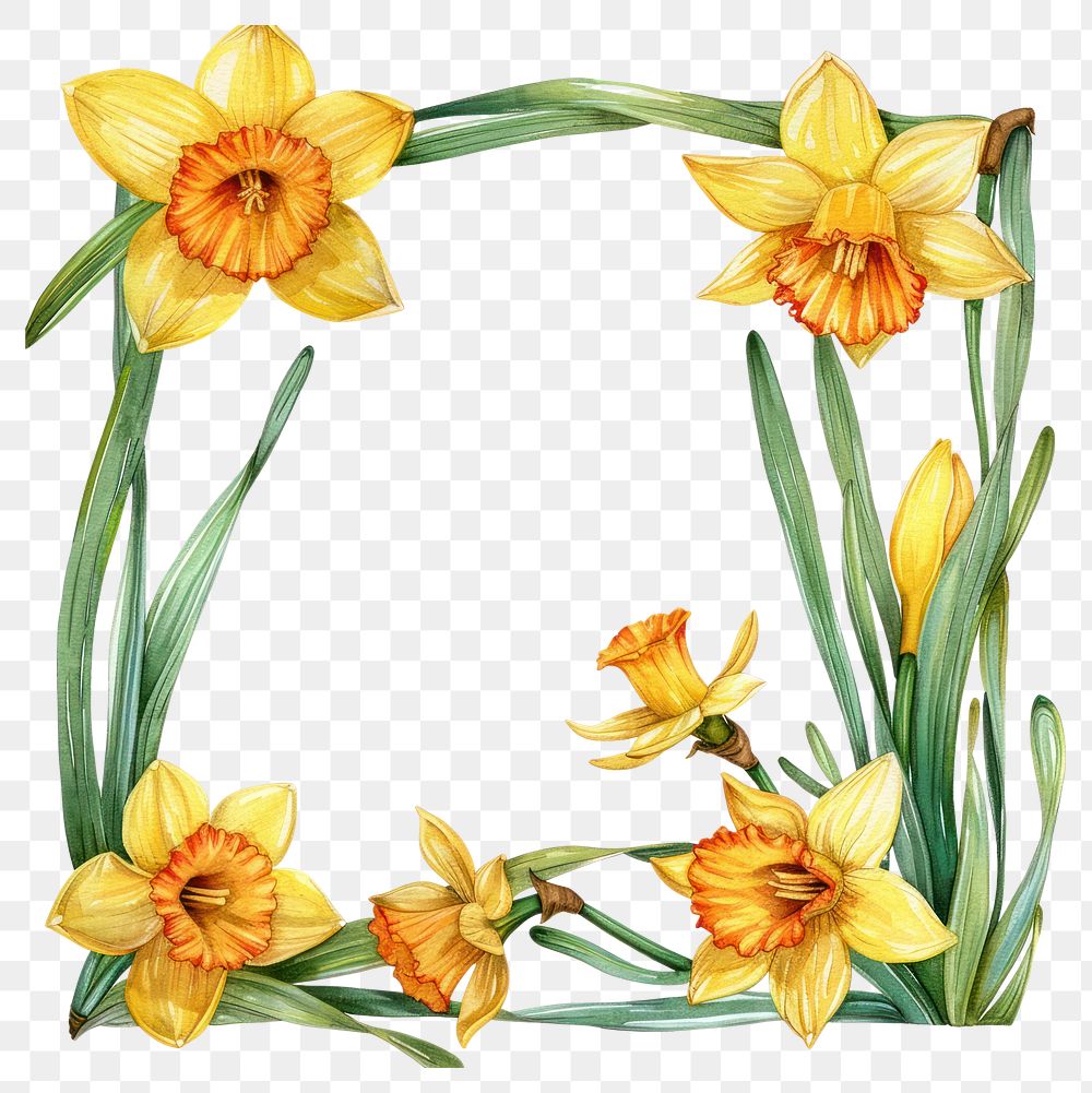 PNG Daffodil frame blossom flower | Free PNG - rawpixel