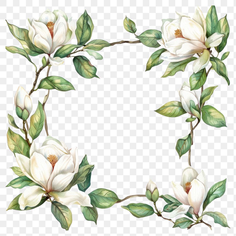 PNG Magnolia frame art graphics | Free PNG - rawpixel
