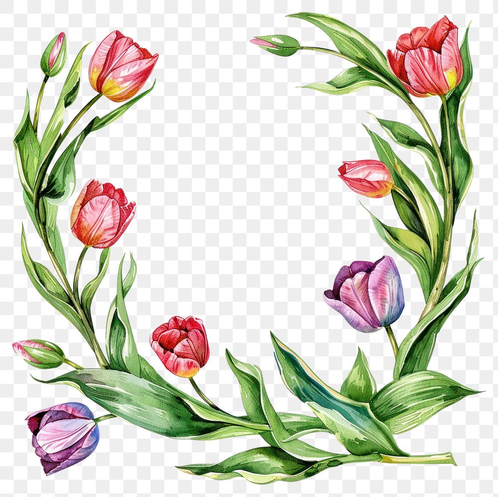 PNG Tulip frame art illustrated | Free PNG - rawpixel