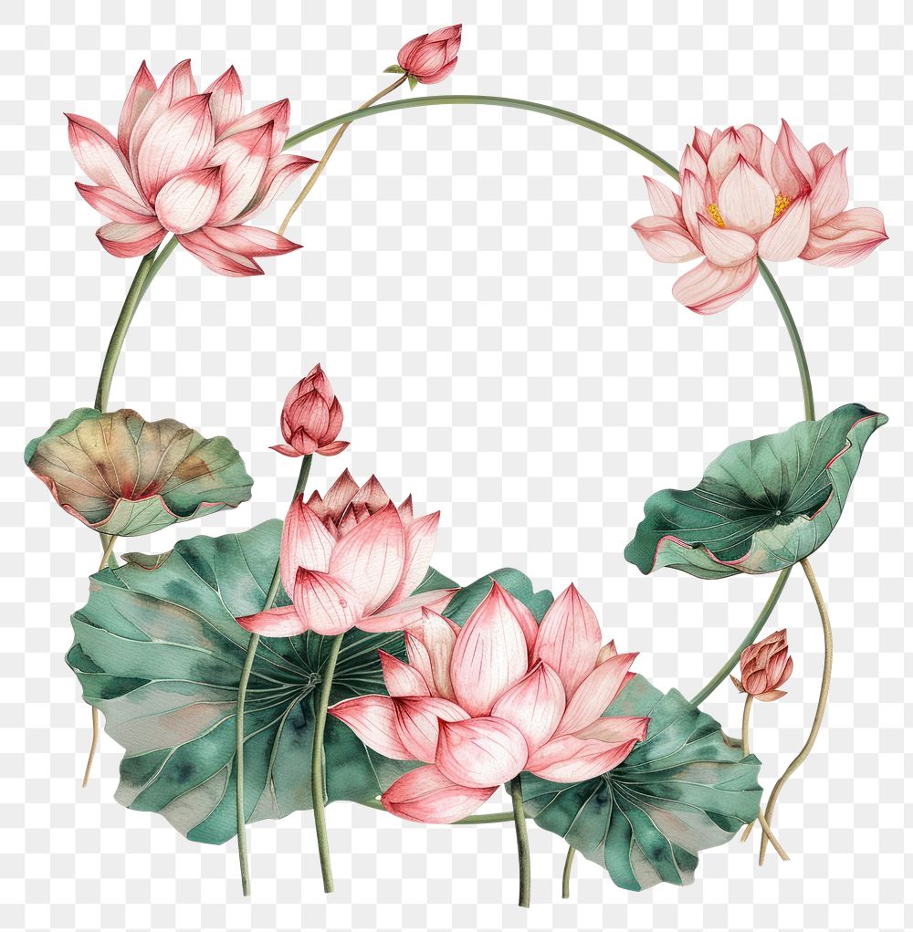 PNG Lotus frame art blossom | Free PNG - rawpixel