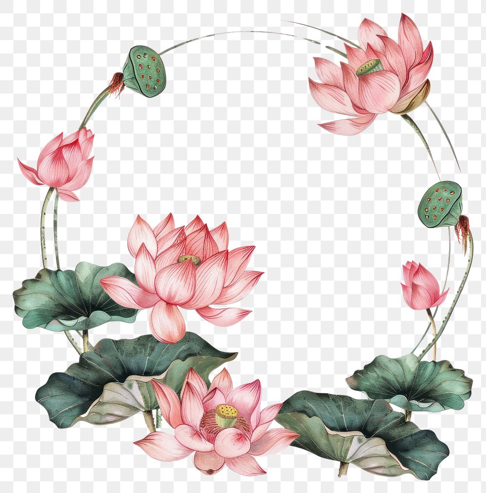 PNG Lotus frame art architecture | Premium PNG - rawpixel