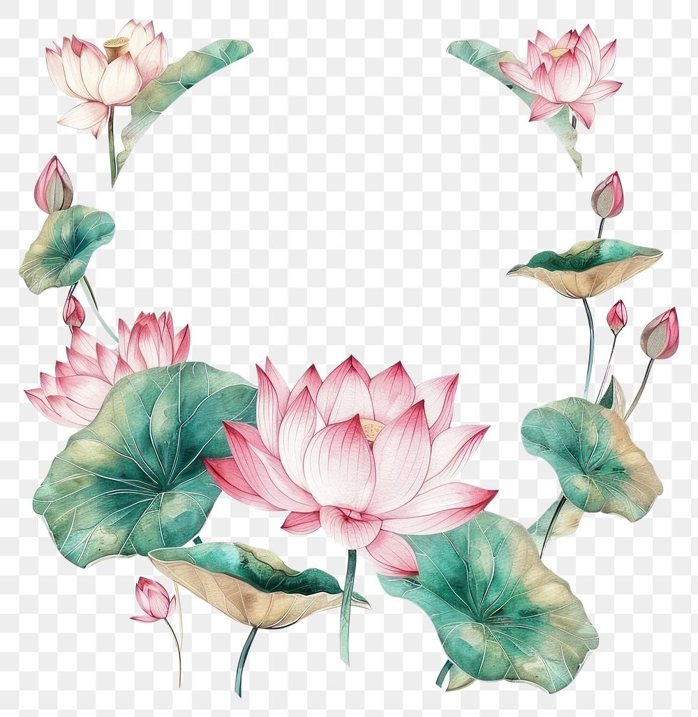 PNG Lotus frame art illustrated | Premium PNG - rawpixel