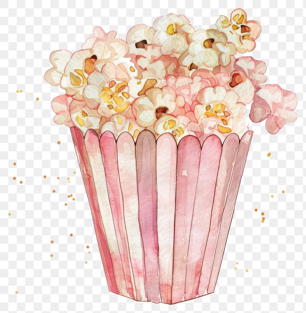 PNG Watercolor popcorn pink container | Premium PNG - rawpixel