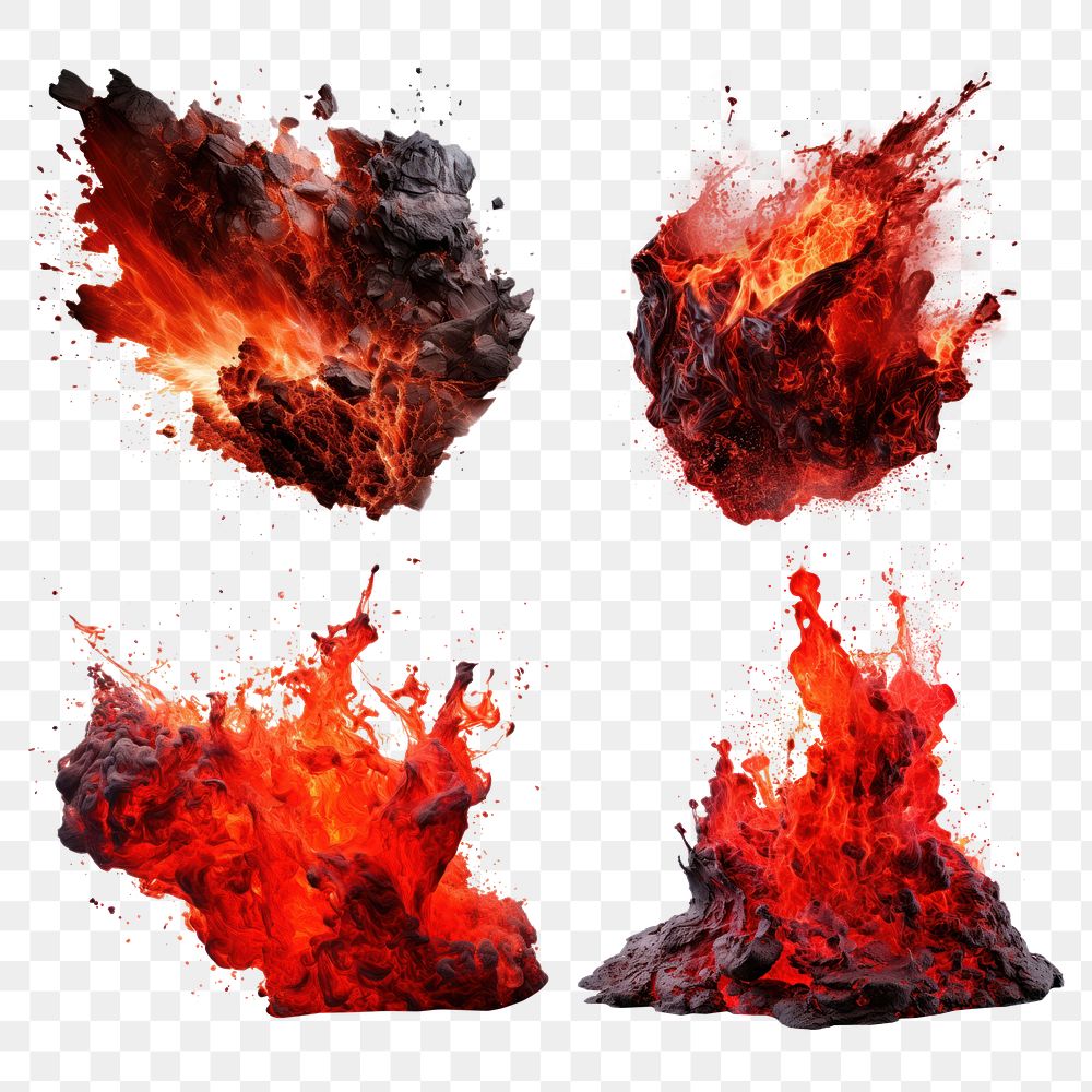 Lava spurting png element set | Free PNG - rawpixel