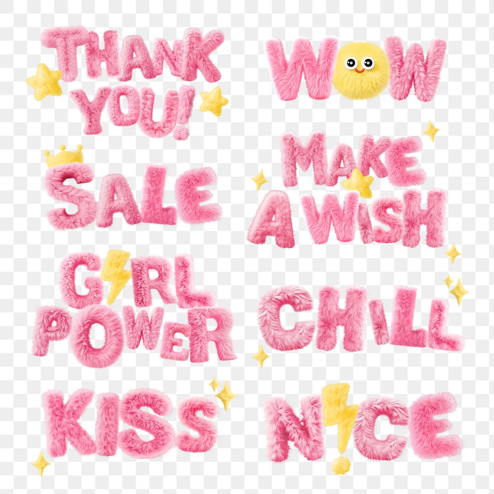 Fuzzy pink words png cut | Premium PNG - rawpixel