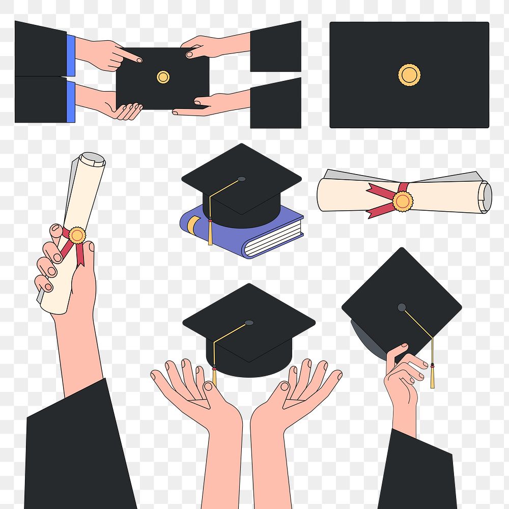 PNG graduation set, transparent background | Premium PNG - rawpixel