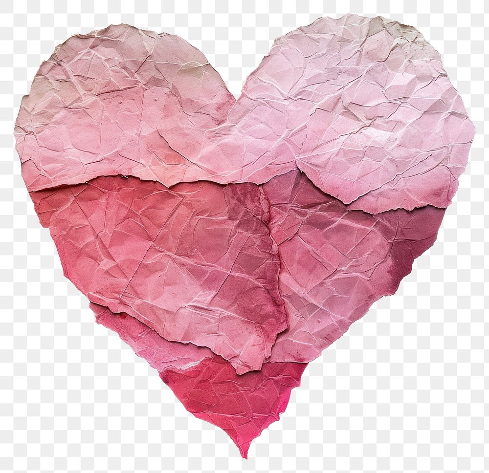 Crumpled pink paper heart | Free PNG - rawpixel