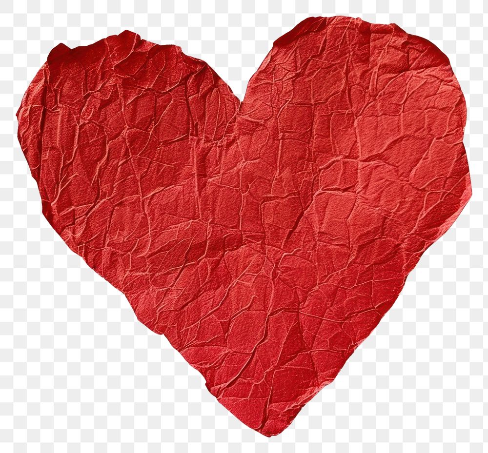 Crumpled red heart shape | Premium PNG - rawpixel