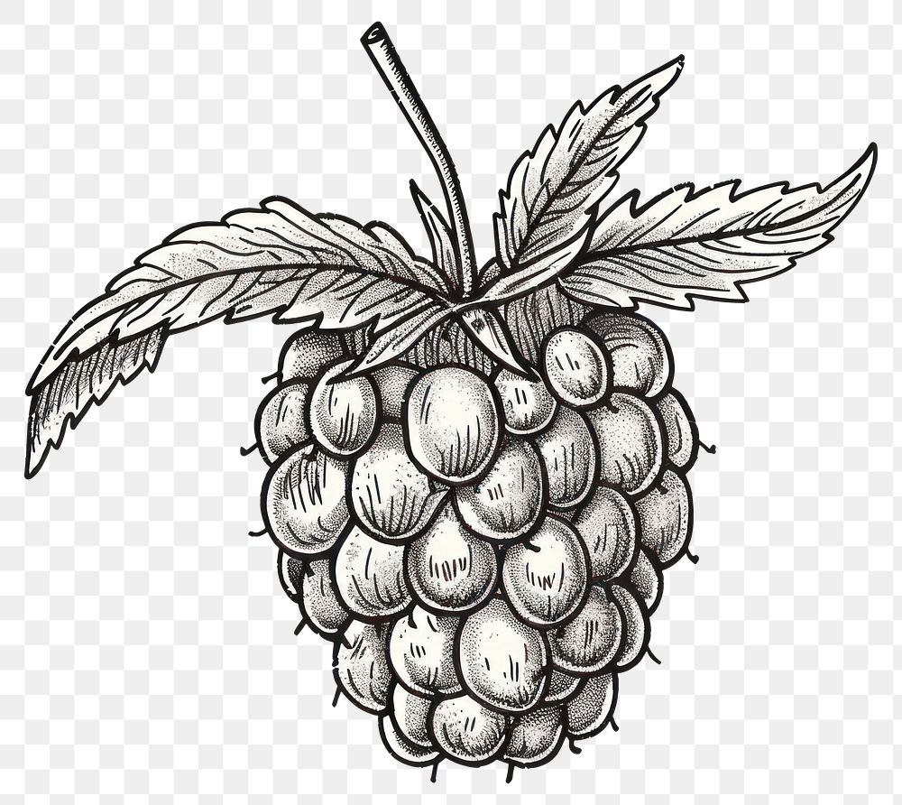 PNG Detailed raspberry sketch illustration | Free PNG - rawpixel
