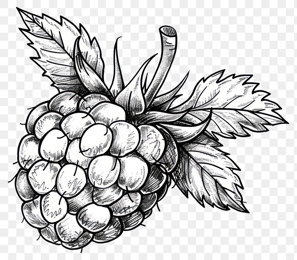 PNG Detailed black-and-white raspberry illustration | Premium PNG ...