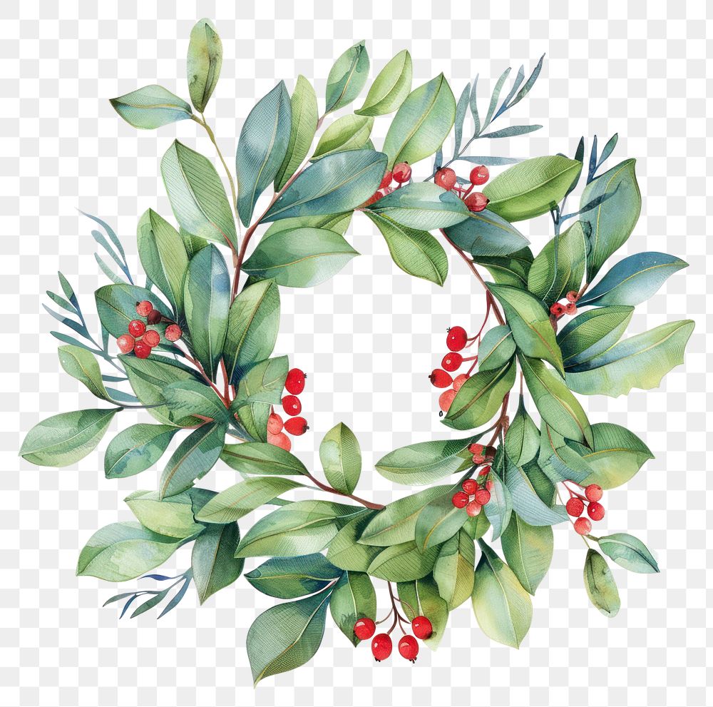 PNG Watercolor botanical wreath illustration | Premium PNG - rawpixel