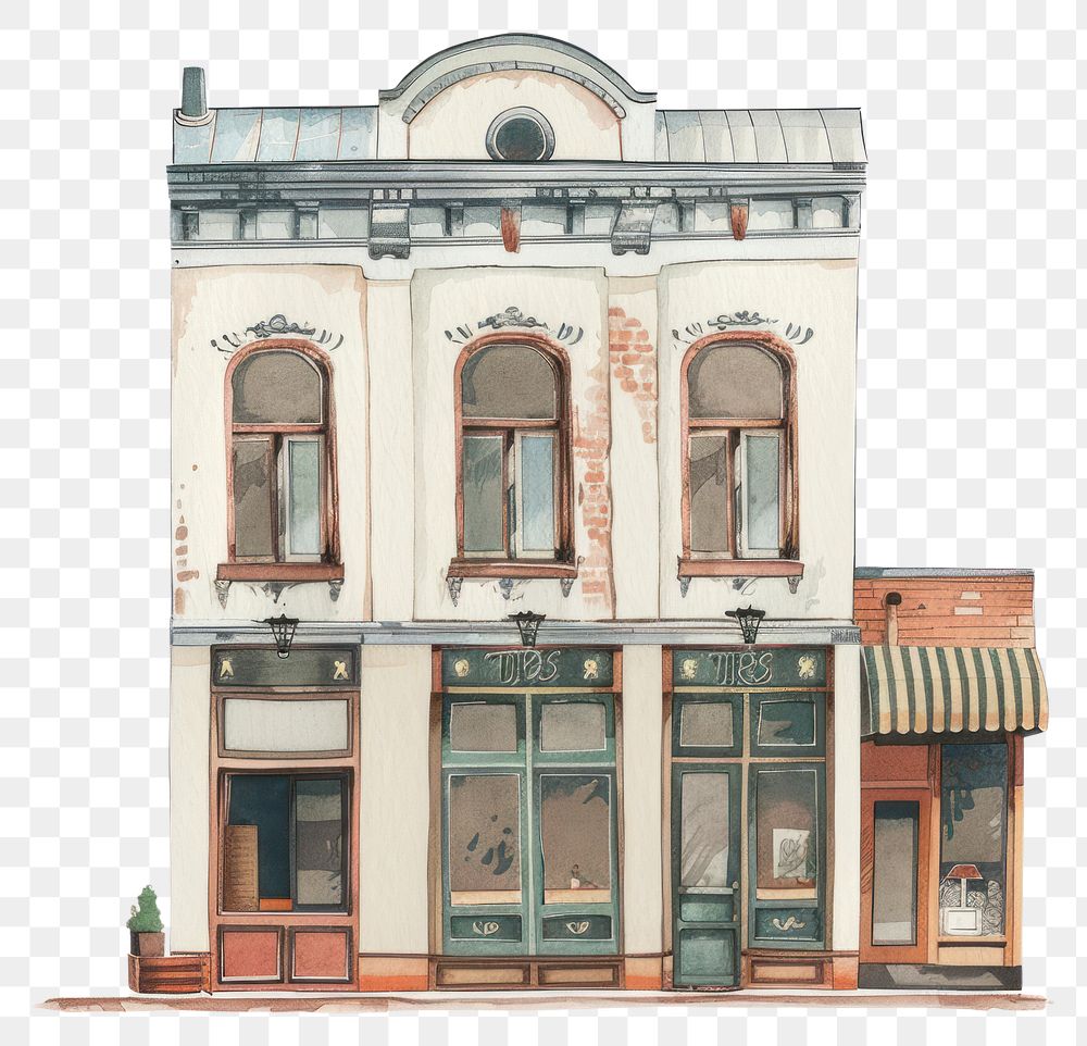 PNG Vintage storefront watercolor illustration | Premium PNG - rawpixel