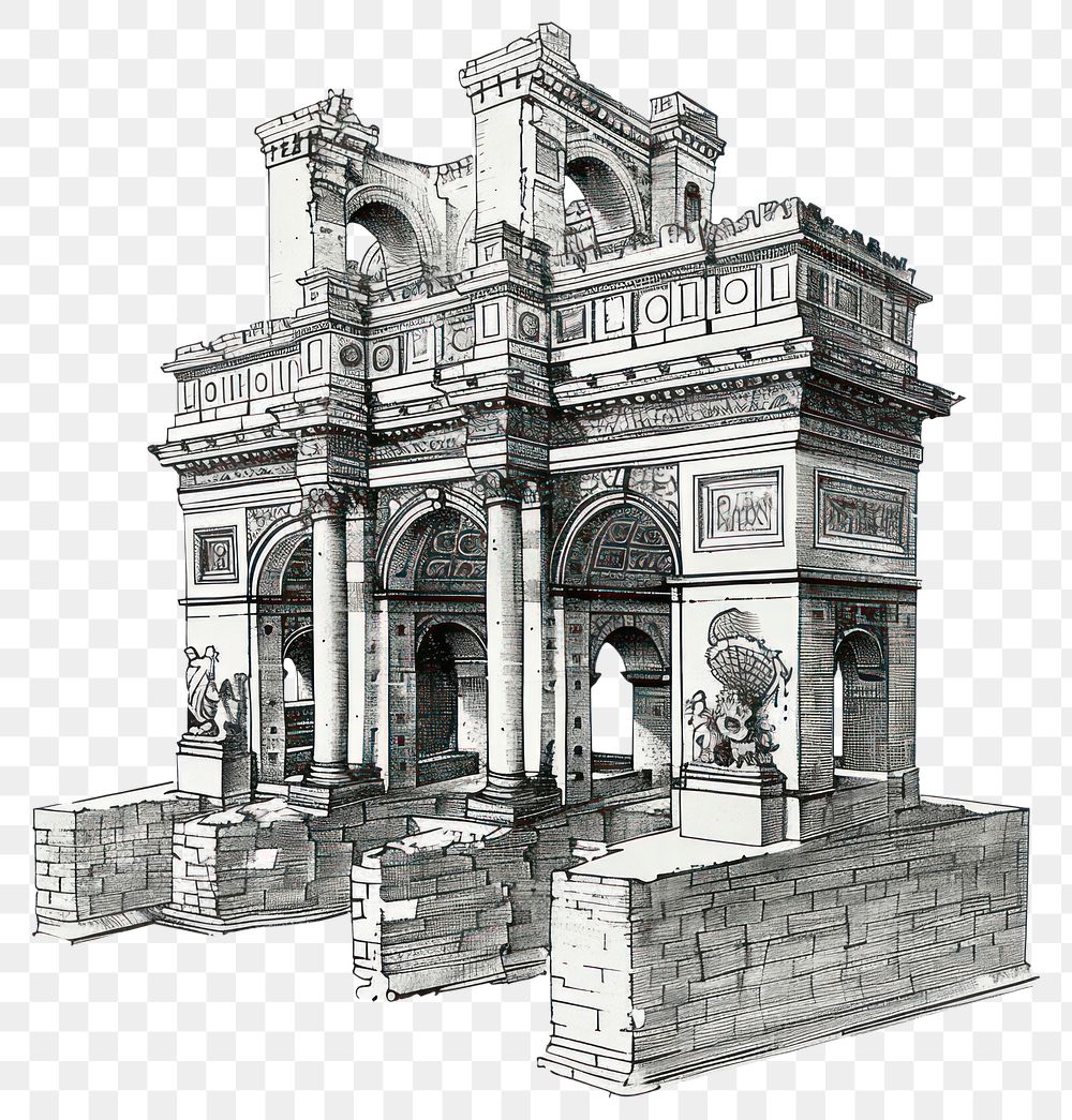 PNG Ancient Roman architectural sketch | Free PNG - rawpixel