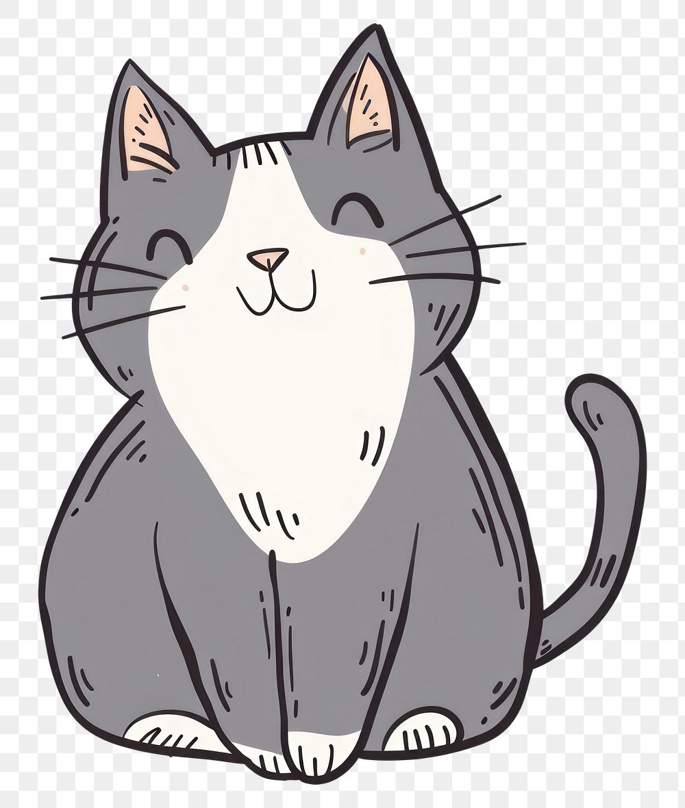 PNG Cute cartoon grey cat | Free PNG - rawpixel