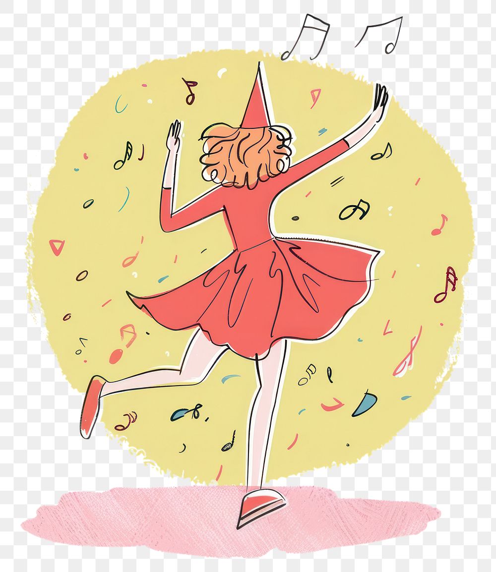 PNG Joyful dancing girl illustration | Free PNG - rawpixel