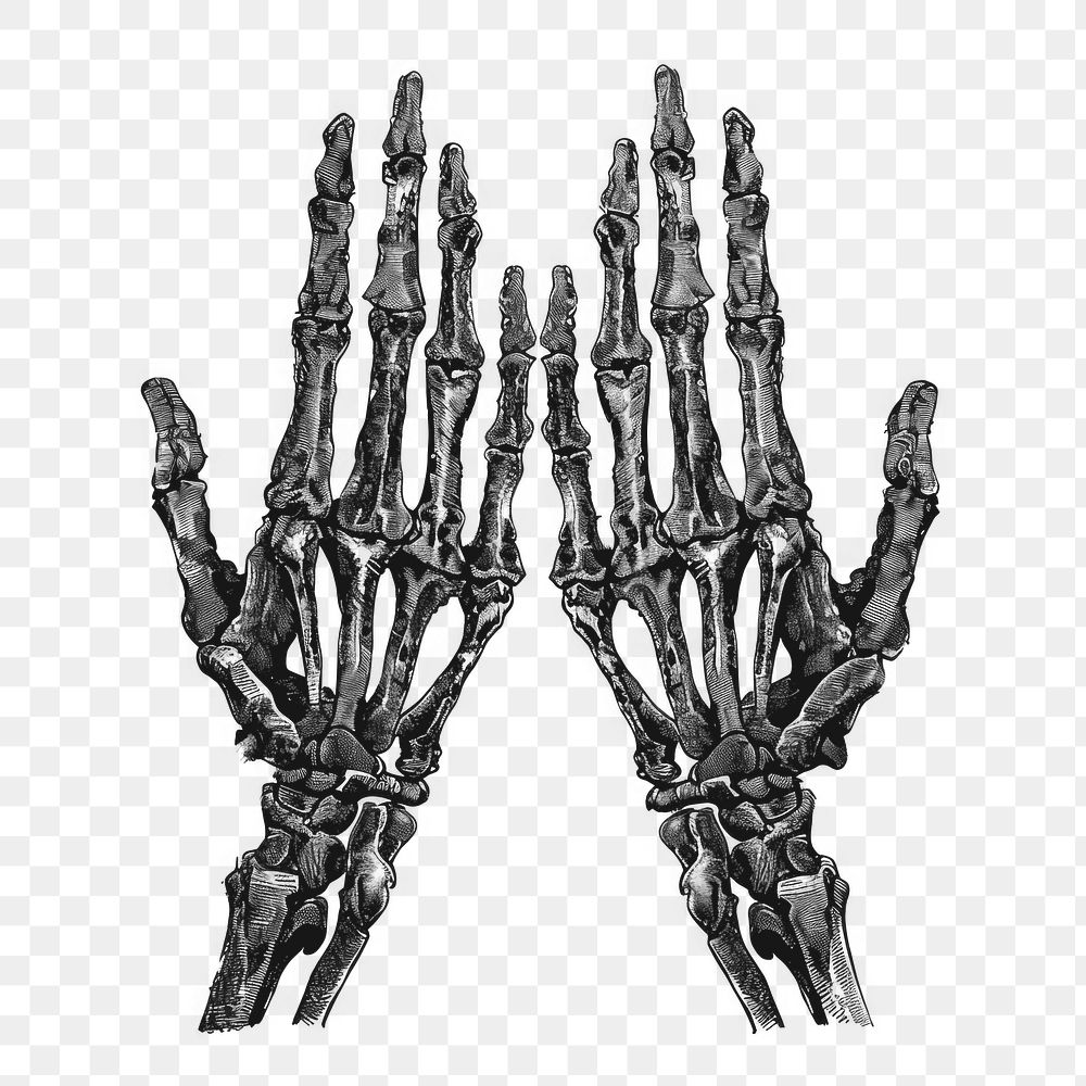 PNG Detailed skeletal hands illustration | Premium PNG - rawpixel
