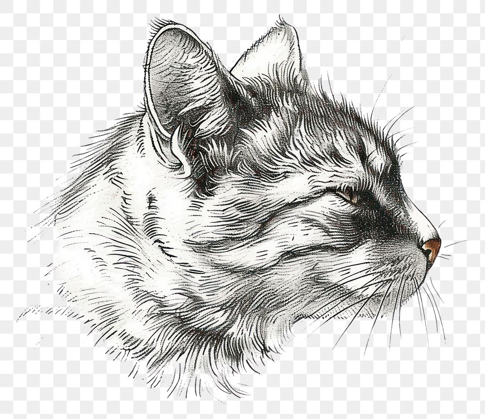 PNG Detailed cat sketch illustration | Free PNG - rawpixel
