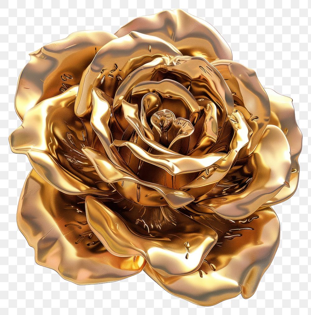 Golden metallic rose flower | Premium PNG - rawpixel