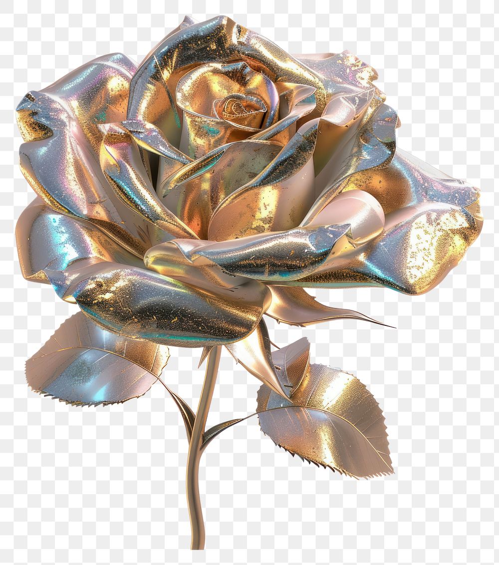 Elegant metallic rose illustration | Free PNG - rawpixel