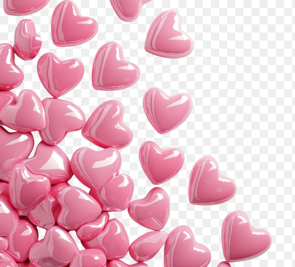 Pink glossy heart shapes | Free PNG - rawpixel