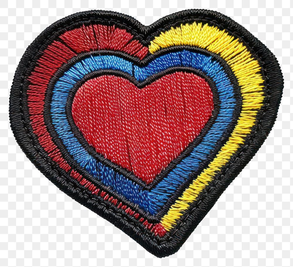 Colorful embroidered heart patch | Free PNG - rawpixel