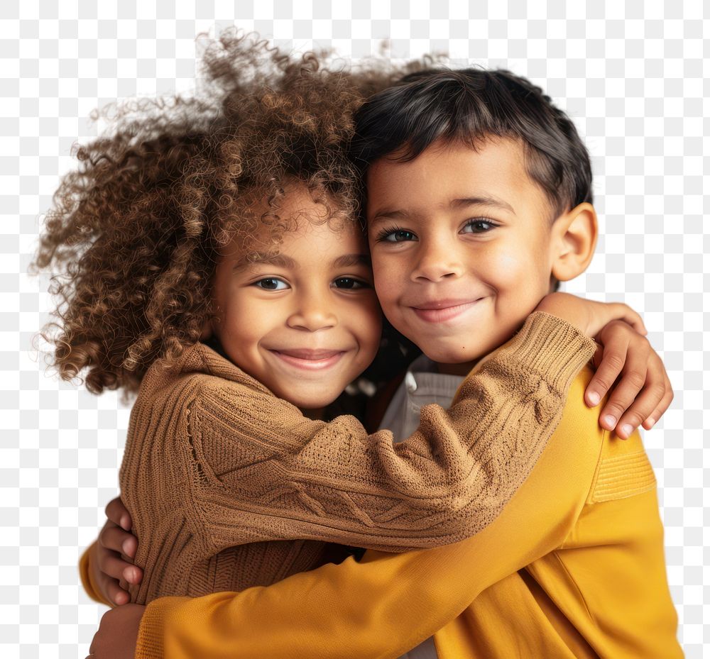 Happy children hugging friends | Free PNG - rawpixel
