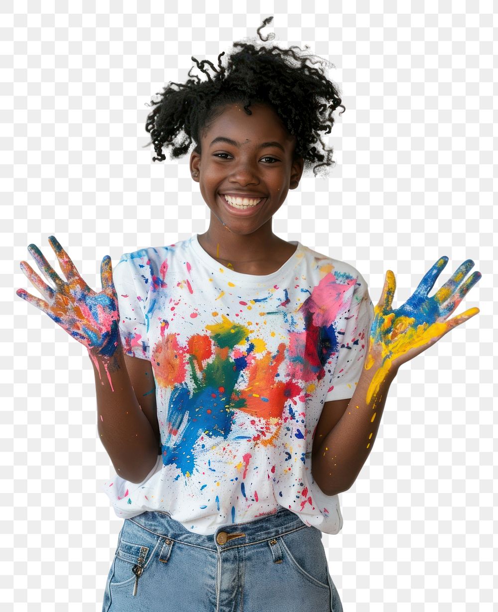 Colorful paint-splattered happy person | Free PNG - rawpixel