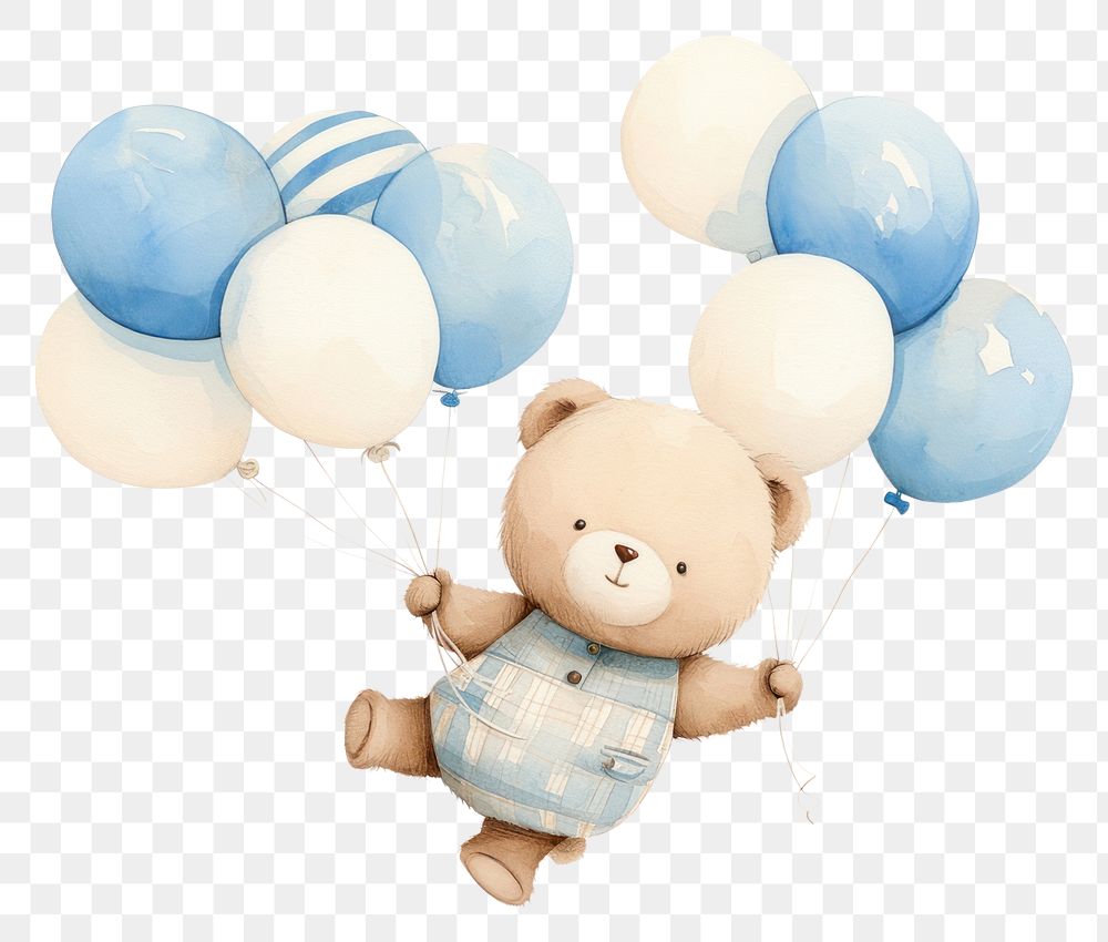 PNG Cute bear holding balloons | Premium PNG - rawpixel