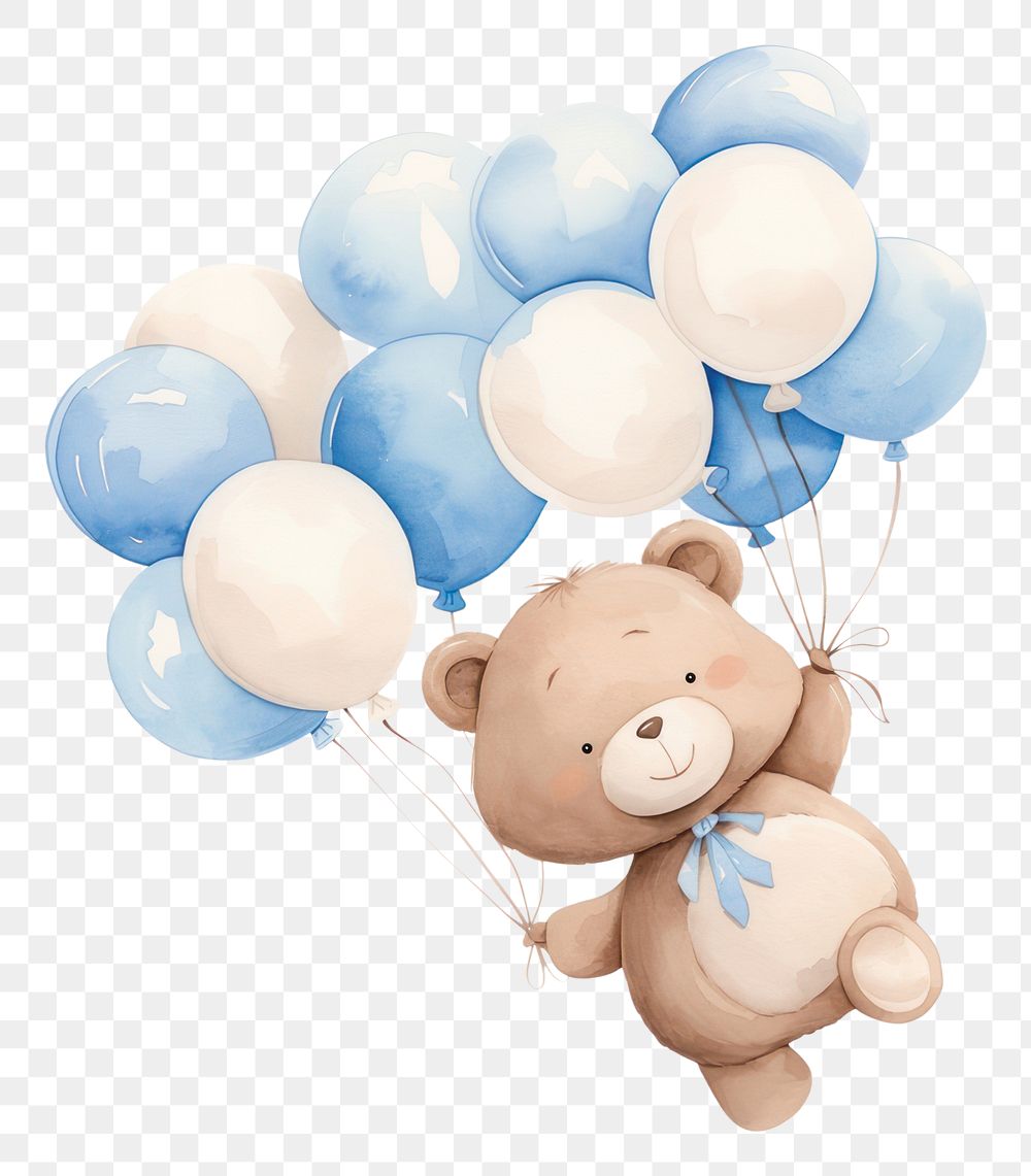 PNG Cute bear blue balloons | Premium PNG - rawpixel
