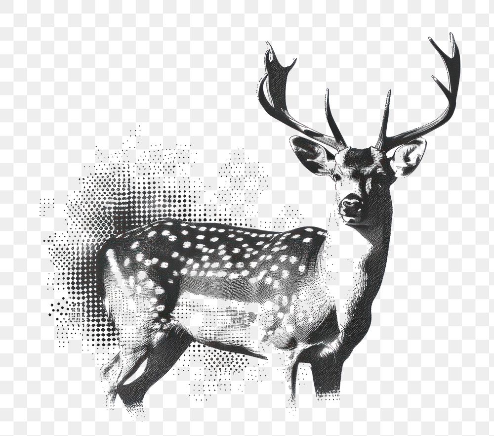 PNG Monochrome dotted deer illustration | Free PNG - rawpixel