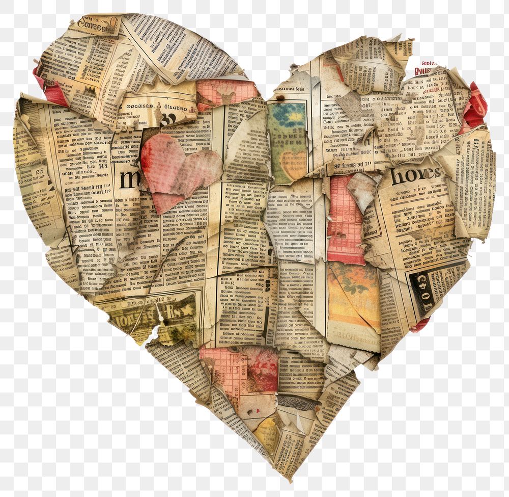 PNG Vintage newspaper heart collage | Free PNG - rawpixel