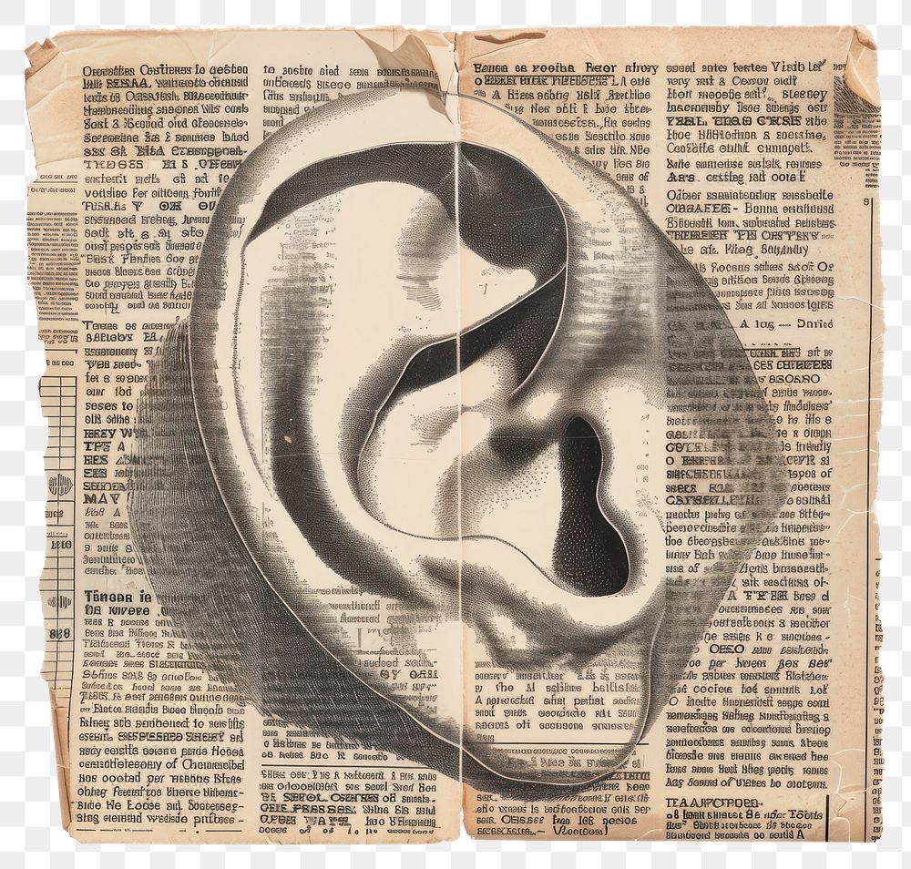 PNG Vintage ear newspaper collage | Free PNG - rawpixel