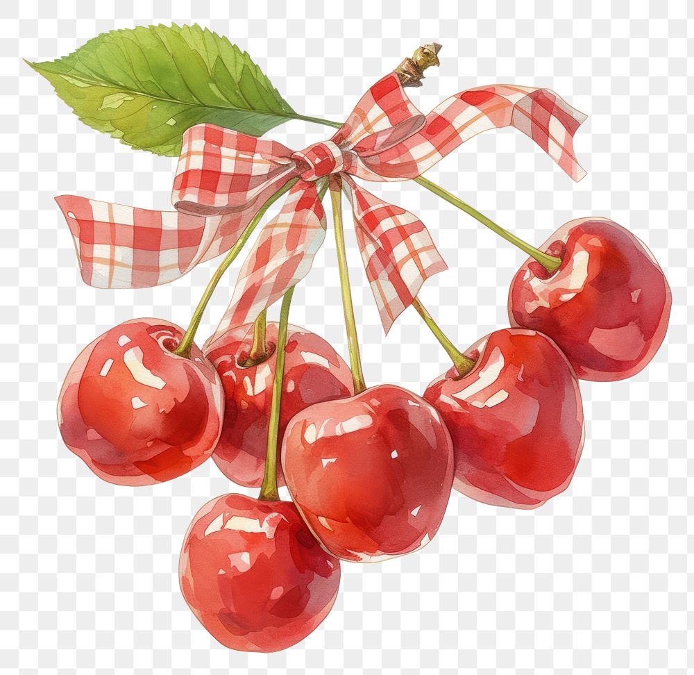 PNG Vibrant cherries gingham ribbon | Premium PNG - rawpixel