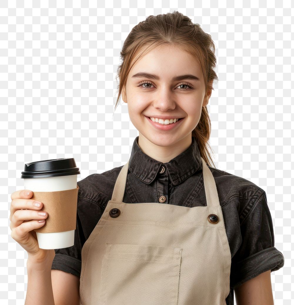 PNG Smiling barista holding coffee | Premium PNG - rawpixel