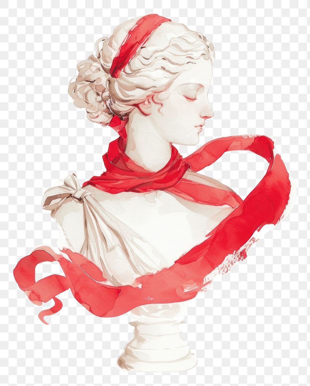 PNG Classical bust red ribbon | Premium PNG - rawpixel
