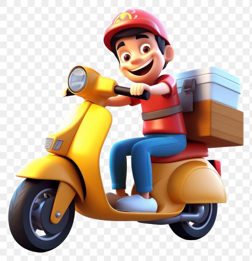 PNG Cartoon delivery scooter rider | Free PNG - rawpixel