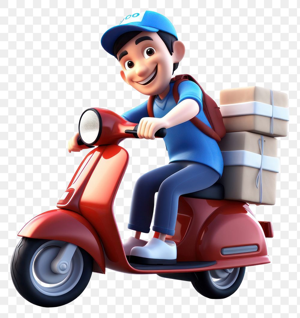PNG Delivery man riding scooter | Free PNG - rawpixel