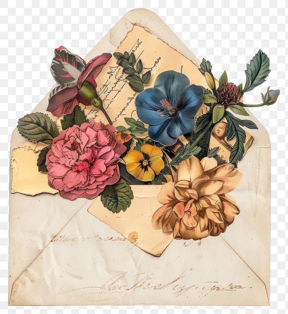 PNG Vintage floral envelope illustration | Free PNG - rawpixel