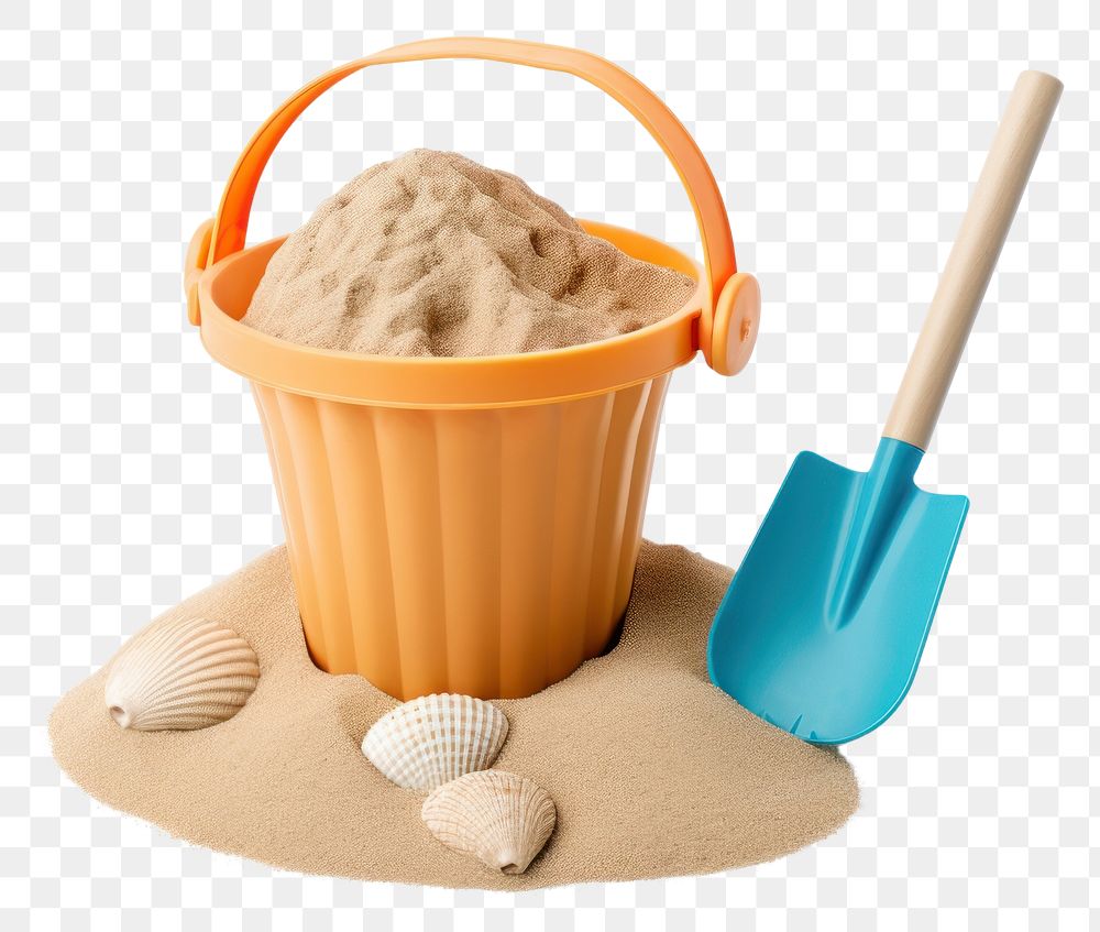 Beach bucket shovel sand shells | Free PNG - rawpixel