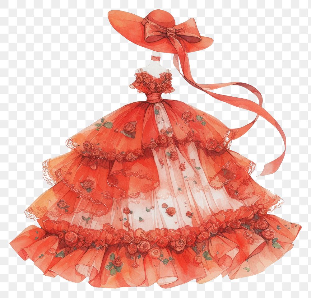 PNG Elegant red floral dress | Premium PNG - rawpixel