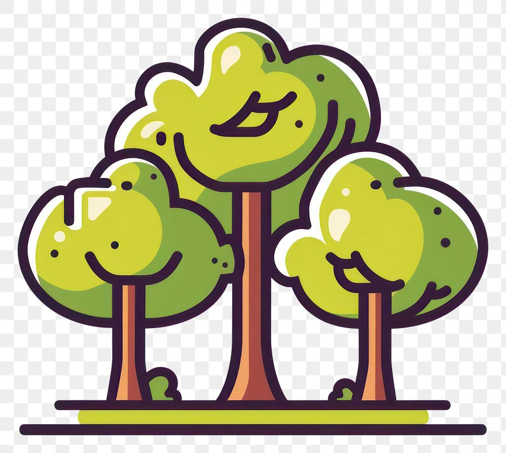 PNG Vibrant cartoon trees illustration | Free PNG - rawpixel