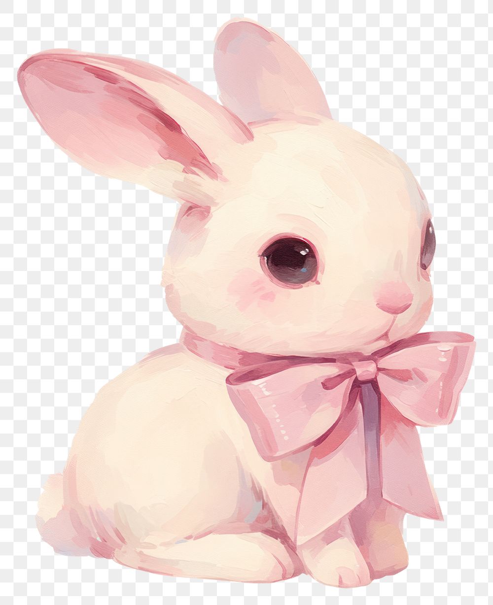 PNG Cute bunny pink bow | Premium PNG - rawpixel