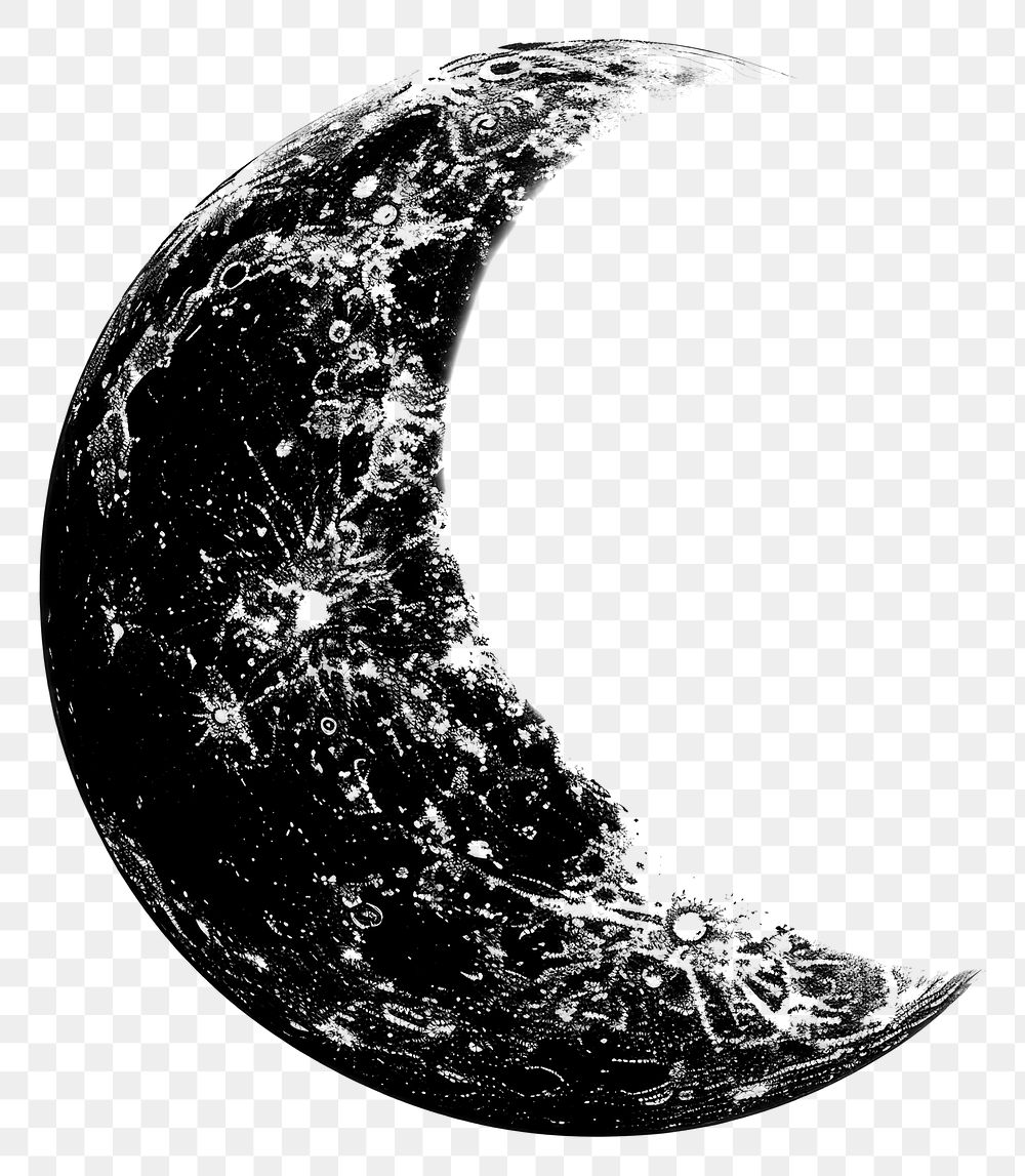 PNG Detailed crescent moon illustration | Free PNG - rawpixel