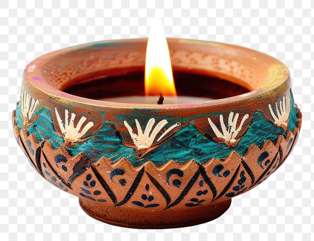 PNG Traditional decorative clay diya | Free PNG - rawpixel